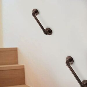 HOEMLIM Pipe Barn Door Handle Industrial Rustic Farmhouse Grab Bar Handrail 12 Inch Set of 2(Red Bronze)