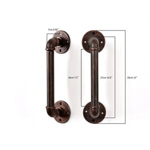 HOEMLIM Pipe Barn Door Handle Industrial Rustic Farmhouse Grab Bar Handrail 12 Inch Set of 2(Red Bronze)