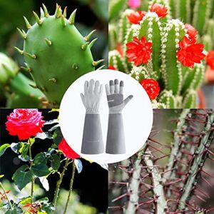 FACELANDY Long Gardening Gloves for Men & Women, Pigskin Leather Rose Gardening Gloves, Thorn Proof Rose Pruning Gloves Garden Gloves Yard Work Gloves (S, Grey)