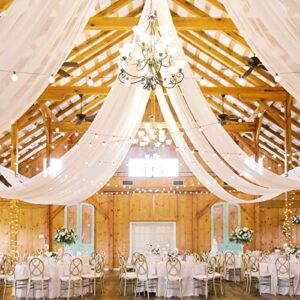 white ceiling drape for wedding 5ft x 30ft chiffon arch sheer backdrop curtain for ceremony reception swag parties decorations