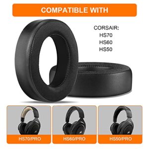 Replacement Ear Pads for Corsair HS70 Pro, GVOEARS Cooling-Gel Replacement Ear Cushion Headphone Memory Foam Earpads for Corsair HS70 HS60 HS50 Pro Gaming Headset Noise Isolation Earpads (Black)