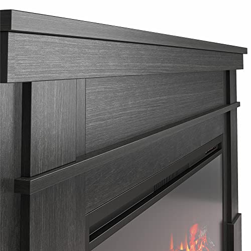 Ameriwood Home Elmcroft Wide Mantel with Linear Electric Fireplace, Black Oak