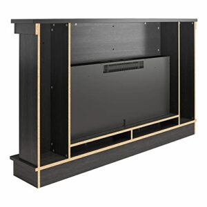 Ameriwood Home Elmcroft Wide Mantel with Linear Electric Fireplace, Black Oak