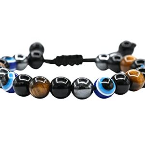 Evil Eye Bracelets for Men Women - Ultimate Protection Mens Bracelet - Evil Eye, Black Obsidian, Tigers Eye and Hematite - Healing Bracelets Gifts for Mom Mothers Day Pulseras Para Hombres Mujer