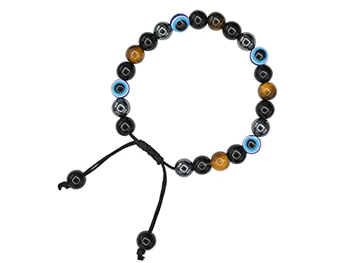 Evil Eye Bracelets for Men Women - Ultimate Protection Mens Bracelet - Evil Eye, Black Obsidian, Tigers Eye and Hematite - Healing Bracelets Gifts for Mom Mothers Day Pulseras Para Hombres Mujer