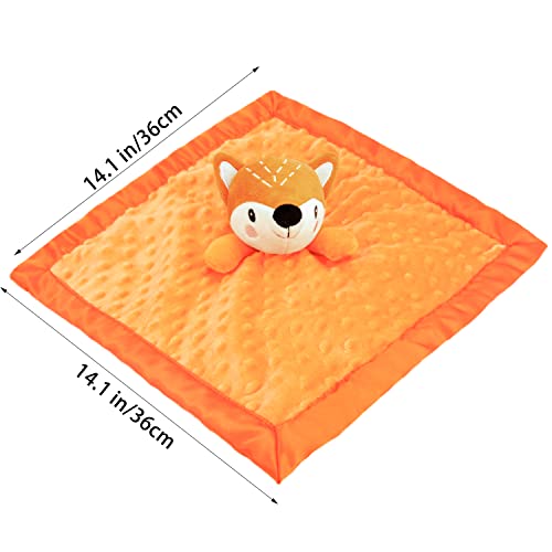 BEILIMU Fox Lovie for Babies Security Blanket Soft Minky Dot Fabric with Silky Satin Backing Baby Snuggle Toy Animal Baby Blanket for Infant and Toddler Orange 14 Inch