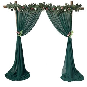 ehldekol sheer chiffon backdrop curtains 10ft x 10ft，chiffon fabric drapes for wedding, long sheer curtain for living room, arch party stage decoration (emerald green, 120 x 120 inch)