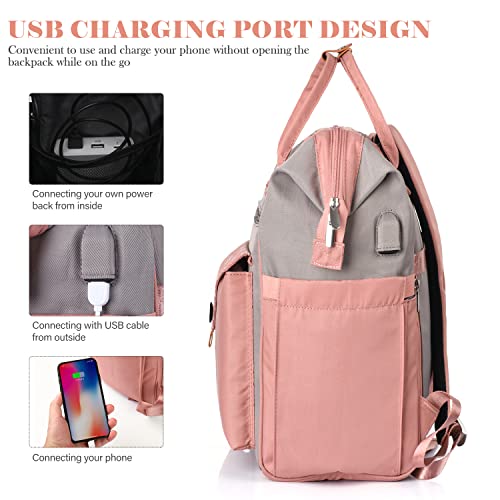 Travel Backpack for Women Laptop Backpack fit 17.3 Inch Notebook, Bookbag School Backpack Womens Backpack Teen Girls with USB Charging Port, Nurse Backpack Teacher Backpack for Work, Travel, Business