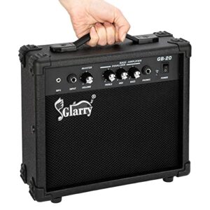 GLARRY Electric Bass Combo Amp, Portable Tube Amp with Headphone MP3 Input, 20W Practice Bass Guitar Amplifier Speaker Accessories with Bass, Volume, Treble, and Middle Controls