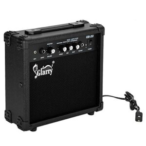 GLARRY Electric Bass Combo Amp, Portable Tube Amp with Headphone MP3 Input, 20W Practice Bass Guitar Amplifier Speaker Accessories with Bass, Volume, Treble, and Middle Controls