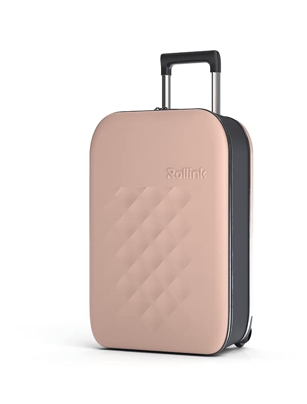 Rollink Flex Vega Cabin Fully Collapsible Suitcase - Hardshell, Silent, Coated Wheels for Smooth Gliding, Scratch, Water & Impact Resistant, Carry-On 21-Inch (10.5 Gal packing volume), Rose Smoke