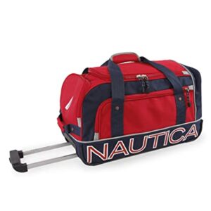 NAUTICA Submariner 22" Rolling Duffel, RED/Navy