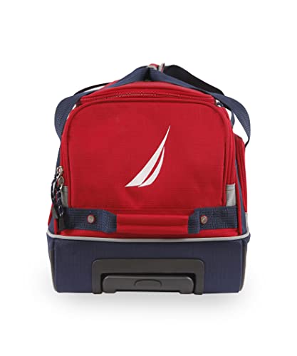 NAUTICA Submariner 22" Rolling Duffel, RED/Navy