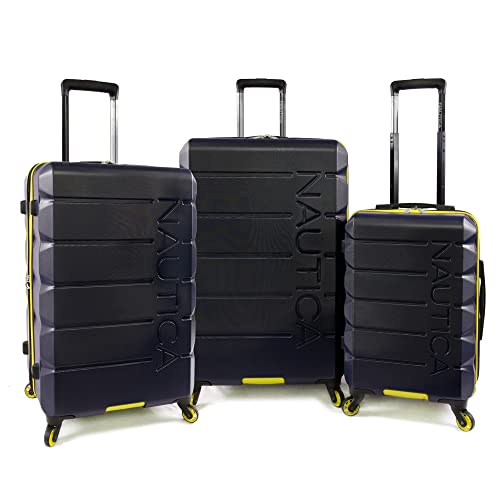 Nautica Lightview 3pc Hardside Luggage Set, Navy/Yellow