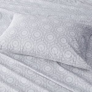 Comfort Spaces 100% Cotton Sheets King, Breathable, Naturally Cool Cotton Sheets, Soft Cotton Bed Sheets with 14" Elastic Pocket Fits up to 16" Mattress, All Seasons Sheet Set, Adelia Gray 4 Piece