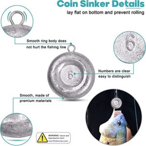 Disc Sinkers Fishing Weights, Coin Fishing Sinkers Weights Saltwater Surf Fishing Weights Bottom Drifting Trolling Catfishing Fishing Sinkers Saltwater Gear Tackle 1oz 2oz 3oz 4oz 5oz 6oz 8oz