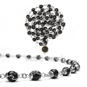 vedic vaani shaligram mala in german silver oval beads wearing for shringar deity idol (1 pcs)