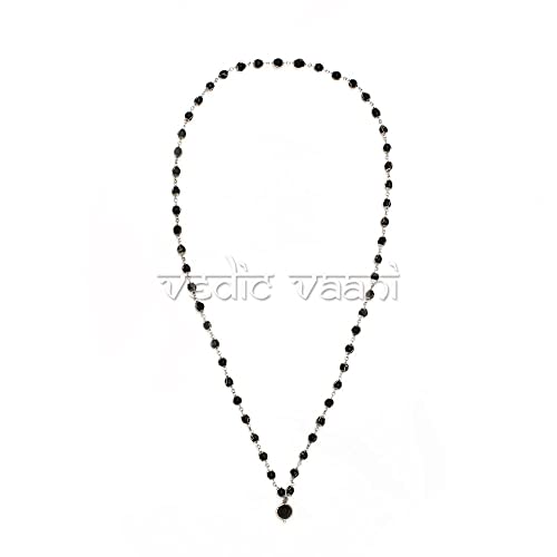 Vedic Vaani Shaligram Mala In German Silver Oval Beads Wearing For Shringar Deity Idol (1 Pcs)