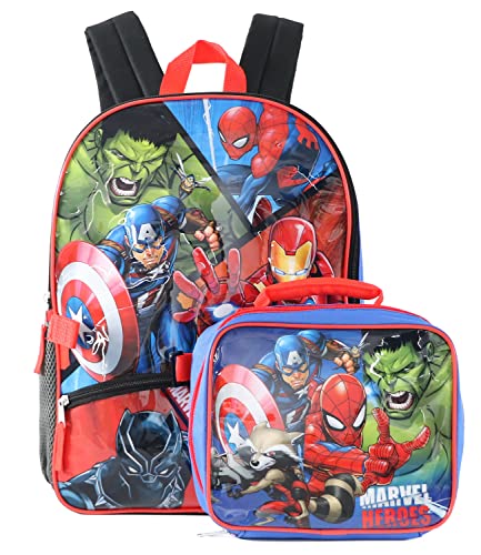 Marvel Avengers Backpack with Lunch Bag (One Size, Heroes)