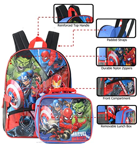 Marvel Avengers Backpack with Lunch Bag (One Size, Heroes)