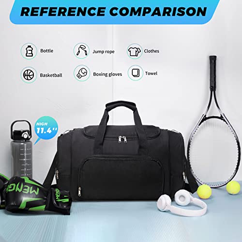 Vorspack Small Sports Duffle Bag - 40L/21 Inches Gym Bag for Women and Men Lightweight Duffel Bag with Water Bottle Pocket for Sports Gym Travel - Black