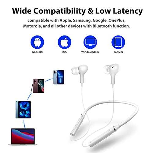 Wireless Earbuds, TITACUTE Bluetooth Headphone NeckBand Earphone for Samsung S22 S21 S20 Galaxy Z Flip 3 A53 iPhone 13 Pro Max 14 12 11 Google Pixel 6 Magnetic Neck Strap Sport Headset with Microphone