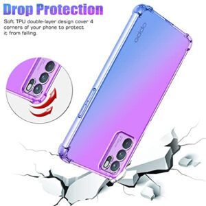 Gufuwo Case for Oppo Reno 6 5G / Reno6 5G CPH2251 Cute Case Girls Women, Gradient Slim Anti Scratch Soft TPU Phone Cover Shockproof Protective Case for Oppo Reno 6 5G (Purple/Blue)