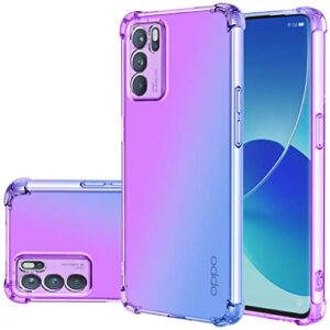 gufuwo case for oppo reno 6 5g / reno6 5g cph2251 cute case girls women, gradient slim anti scratch soft tpu phone cover shockproof protective case for oppo reno 6 5g (purple/blue)