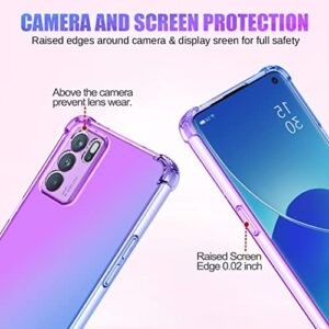 Gufuwo Case for Oppo Reno 6 5G / Reno6 5G CPH2251 Cute Case Girls Women, Gradient Slim Anti Scratch Soft TPU Phone Cover Shockproof Protective Case for Oppo Reno 6 5G (Purple/Blue)