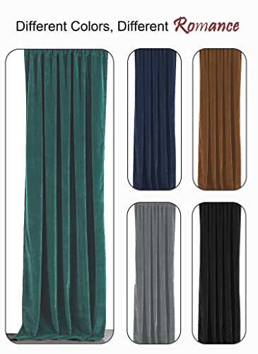 Joydeco Black Velvet Curtains 90 inch Length 2 Panels Burg Set, Luxury Rod Pocket Thermal Insulated Window Blackout Curtain, Room Darkening Drapes for Living Dining Room Bedroom Privacy