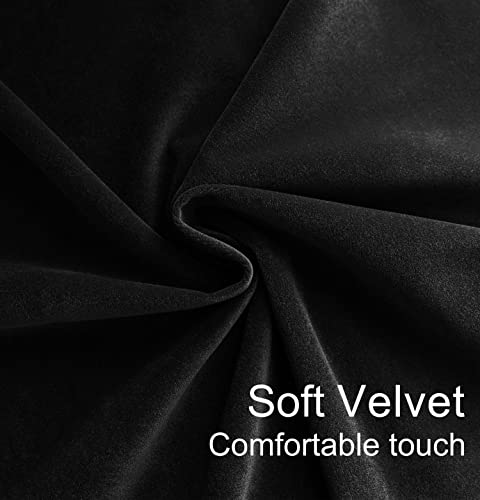 Joydeco Black Velvet Curtains 90 inch Length 2 Panels Burg Set, Luxury Rod Pocket Thermal Insulated Window Blackout Curtain, Room Darkening Drapes for Living Dining Room Bedroom Privacy