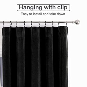 Joydeco Black Velvet Curtains 90 inch Length 2 Panels Burg Set, Luxury Rod Pocket Thermal Insulated Window Blackout Curtain, Room Darkening Drapes for Living Dining Room Bedroom Privacy