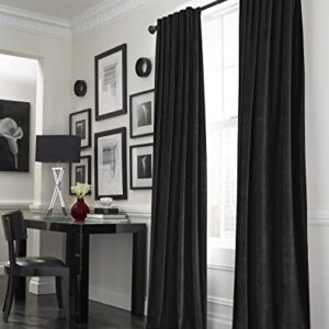 Joydeco Black Velvet Curtains 90 inch Length 2 Panels Burg Set, Luxury Rod Pocket Thermal Insulated Window Blackout Curtain, Room Darkening Drapes for Living Dining Room Bedroom Privacy