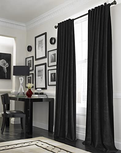 Joydeco Black Velvet Curtains 90 inch Length 2 Panels Burg Set, Luxury Rod Pocket Thermal Insulated Window Blackout Curtain, Room Darkening Drapes for Living Dining Room Bedroom Privacy