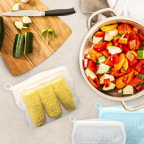 Reli. Reusable Silicone Bag (1 Pack) | Sandwich (1000 ml), Clear | Silicone Bag for Food Storage | Reusable Food Storage Bag for Food, Meal Prep, Storage | Leak-Proof, Dishwasher/Freezer Safe