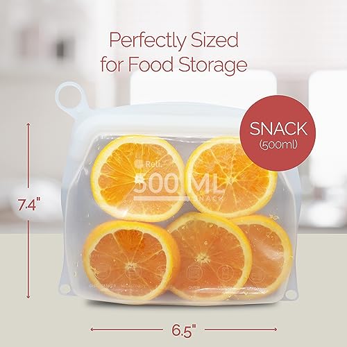 Reli. Reusable Silicone Bags (6 Pack, Multi-Size) | 2 Snack, 2 Sandwich, 2 Gallon - Clear | Silicone Bags for Food Storage | Reusable Food Storage Bags for Food, Meal Prep | Dishwasher/Freezer Safe