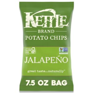 kettle brand jalapeno kettle potato chips, gluten-free, non-gmo, 7.5 oz bag