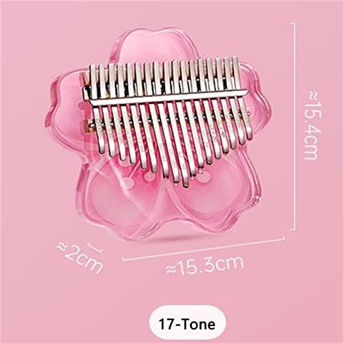 LKJYBG 17-Tone Kalimba with Piano Box,Cherry Blossoms Shape Thumb Piano Acrylic Finger Piano Gifts with Tune Hammer Study Instruction Digital Audio Tone Key Sticker for Kids and Adults Beginners