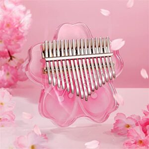 LKJYBG 17-Tone Kalimba with Piano Box,Cherry Blossoms Shape Thumb Piano Acrylic Finger Piano Gifts with Tune Hammer Study Instruction Digital Audio Tone Key Sticker for Kids and Adults Beginners