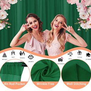 Emerald Green Backdrop Curtains 10FTx10FT 2 Panels Chiffon Fabric Wedding Drapes Semi Sheer Curtains for Backdrop Baby Shower Background Photography Backdrop Drapes for Arch Party Birthday Decoraions