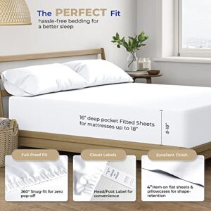 THREAD SPREAD 100% Cotton California King Sheet Sets - 400 Thread Count 4 Piece Cal King Sheet Set - Soft, Breathable Cooling Sheets - Deep Pocket Cal King Cotton Bedsheets - Sateen Bedsheet (White)