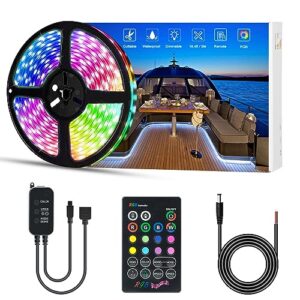 ucinnovate boat lights,12v bluetooth rgb led strip light, ip65 waterproof marine led interior lights for sailboat kayak boat deck light, accent light, courtesy interior lights, fishing night lights