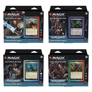 magic: the gathering universes beyond warhammer 40,000 commander deck bundle – includes 1 the ruinous powers, 1 necron dynasties, 1 forces of the imperium, and 1 tyranid swarm