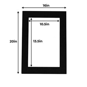 16x20 Mat for 11x14 Photo - Precut Black with Black Core Picture Matboard for Frames Measuring 16 x 20 Inches - Bevel Cut Matte to Display Art Measuring 11 x 14 Inches - Acid Free Pack of 100 MATS