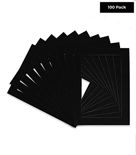 16x20 Mat for 11x14 Photo - Precut Black with Black Core Picture Matboard for Frames Measuring 16 x 20 Inches - Bevel Cut Matte to Display Art Measuring 11 x 14 Inches - Acid Free Pack of 100 MATS