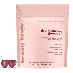 beauty bestie the skincare gummy for glowing, hydrated, healthy skin - beauty and collagen blend enriched with amla, vitamin c and resveratrol. a vegan skin supplement for women and men