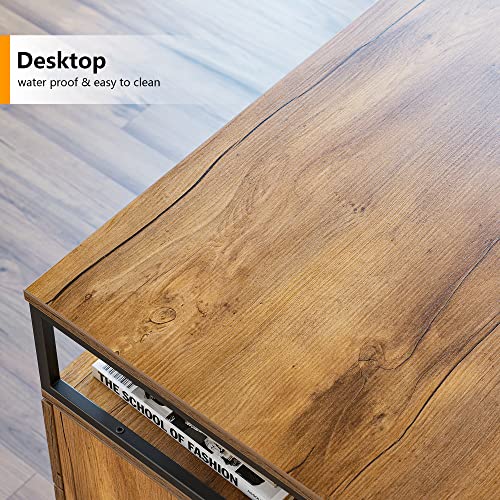 CubiCubi Computer Desk with Drawers, 47 Inch Home Office Desk, Study Writing Table, Modern Office Desk, Fir