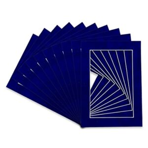 8.5x11 Mat for 5.5x8.5 Photo - Precut Royal Blue Suede Picture Matboard for Frames 8.5 x 11 Inches - Bevel Cut to Display Art 5.5 x 8.5 - Acid Free Pack of 100 MATS with Backing Boards & Clear Bags