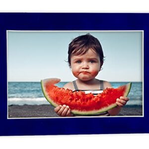 8.5x11 Mat for 5.5x8.5 Photo - Precut Royal Blue Suede Picture Matboard for Frames 8.5 x 11 Inches - Bevel Cut to Display Art 5.5 x 8.5 - Acid Free Pack of 100 MATS with Backing Boards & Clear Bags