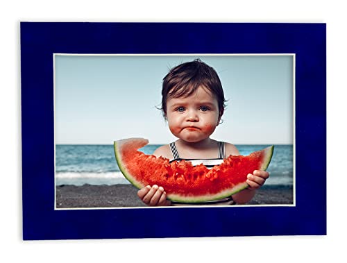 8.5x11 Mat for 5.5x8.5 Photo - Precut Royal Blue Suede Picture Matboard for Frames 8.5 x 11 Inches - Bevel Cut to Display Art 5.5 x 8.5 - Acid Free Pack of 100 MATS with Backing Boards & Clear Bags